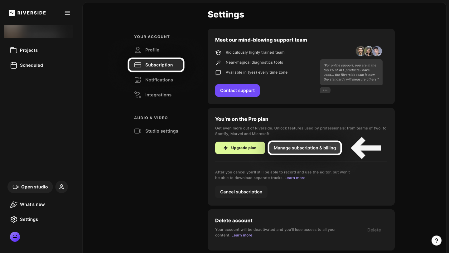 Download invoices – Riverside.fm Help Center