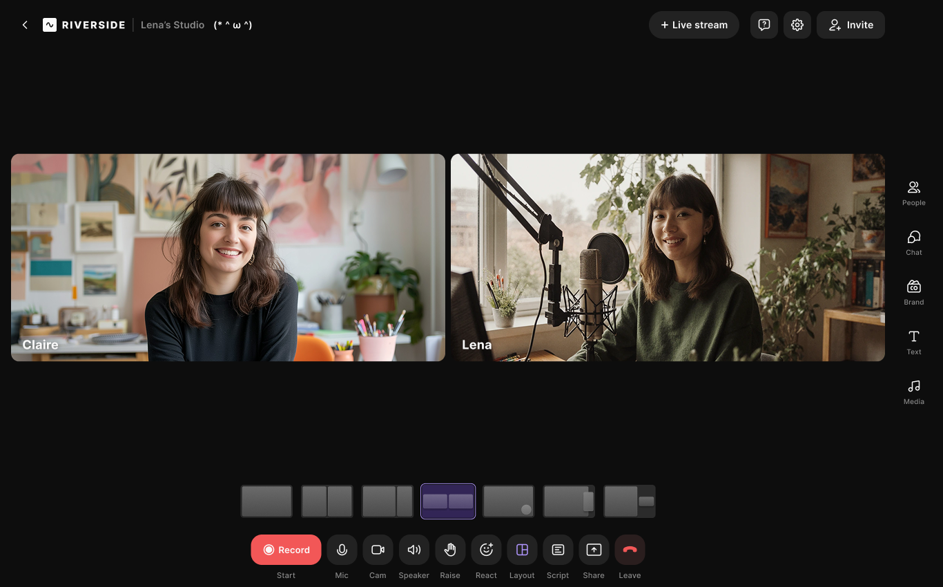 Change the layout while in the studio – Riverside.fm Help Center