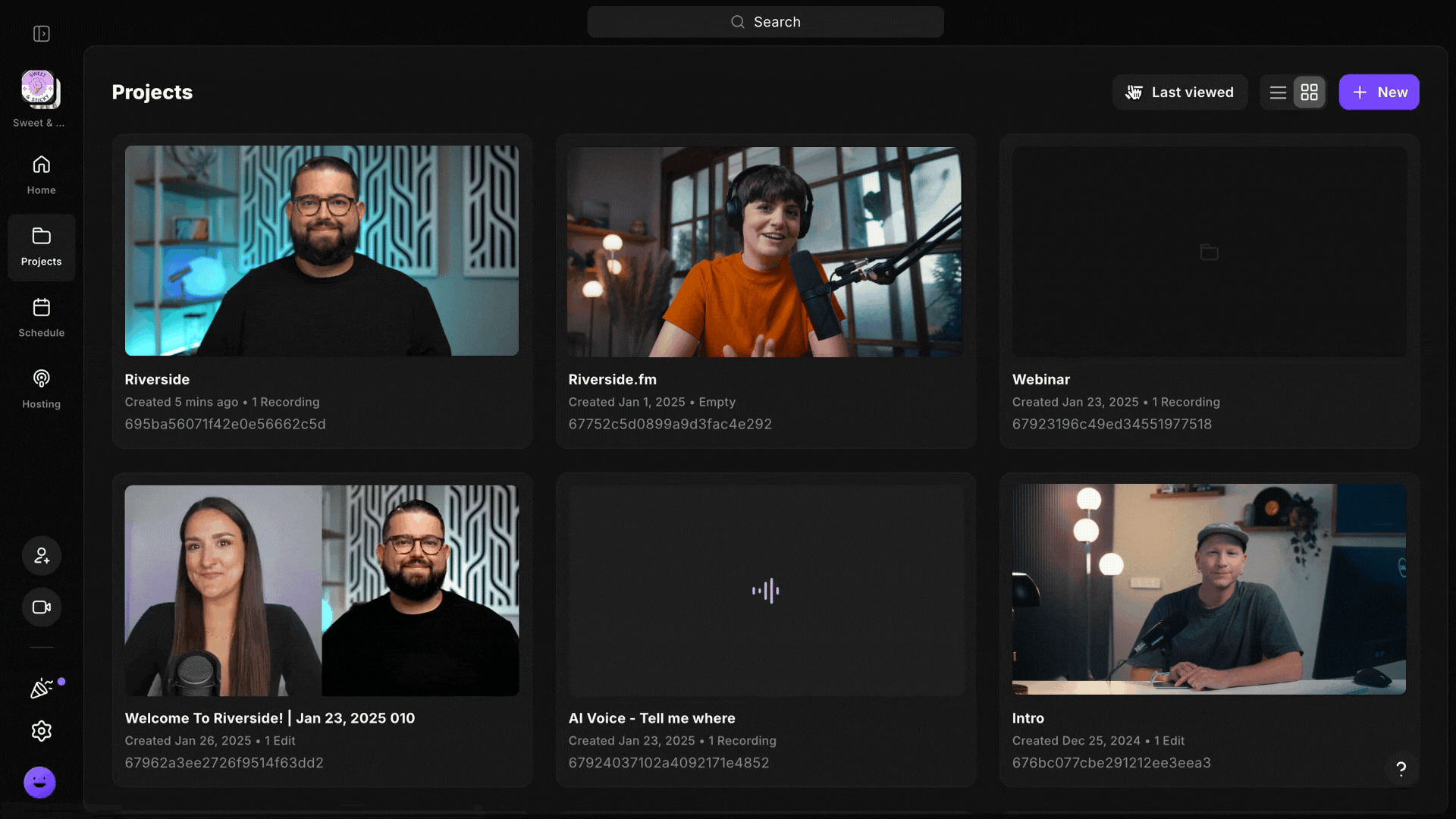 View projects: Sort and switch views – Riverside.fm Help Center